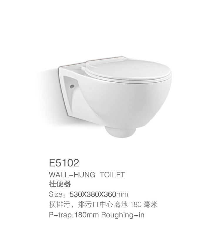 3L 6L Wall Mounted Rimless Toilet Seat P Trap White Color Ceramic