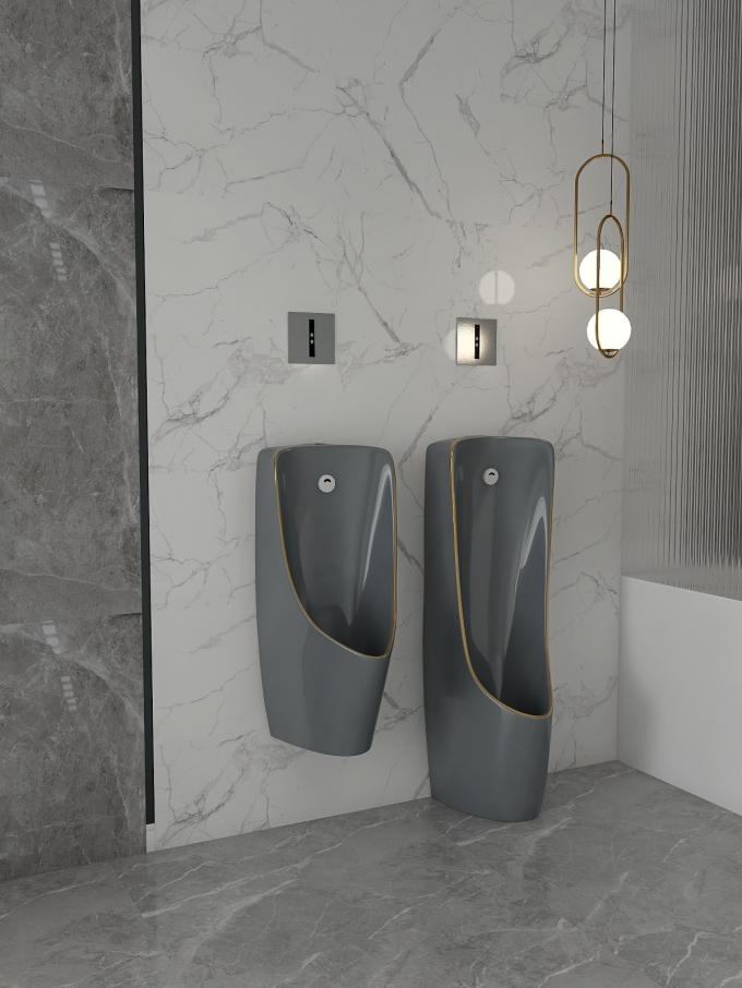 One Piece Back Spud Wall Mounted Urinal Bowl Grey Gold Color