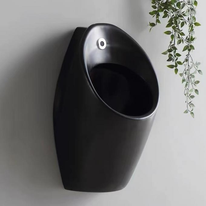 Matte Black Back Spud Floor Standing Urinal Auto Sensor Flushing